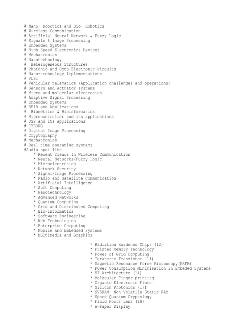 Paper Presentation Topics | PDF | Embedded System | Integrated Circuit