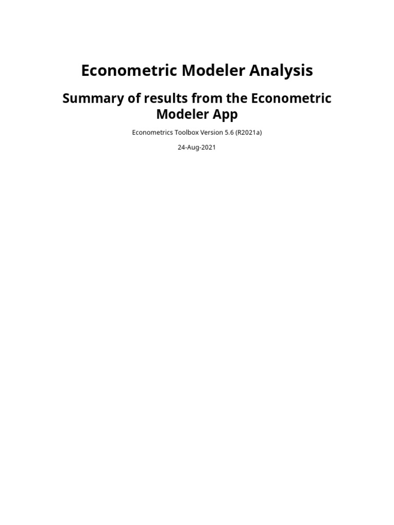 MATLAB Econometric Model Forecasting | PDF | Autoregressive Integrated ...