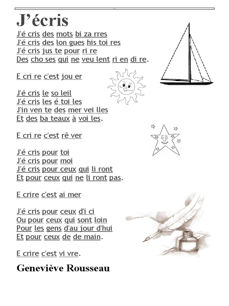 Poésie J'écris | PDF | Études des langues étrangères