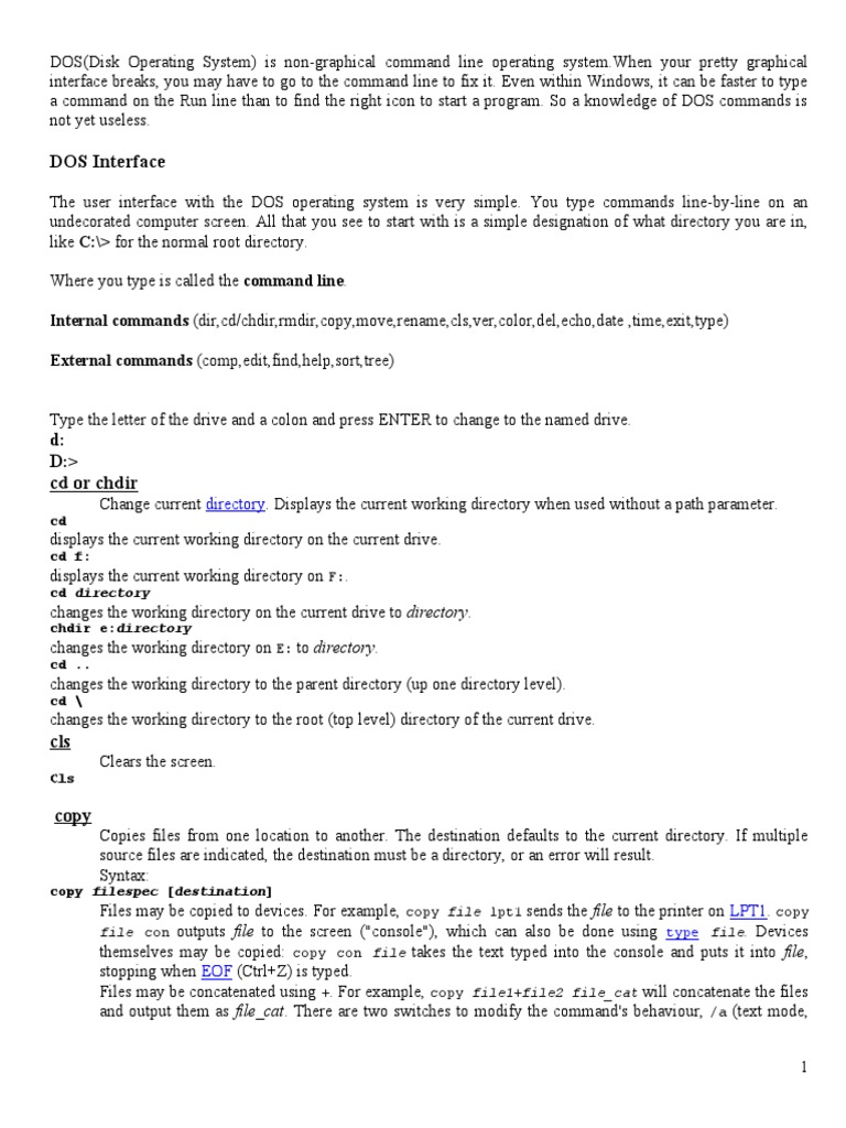 DOS Commands | PDF | Computer File | Command Line Interface DOS Commands | PDF | Computer File | Command Line Interface