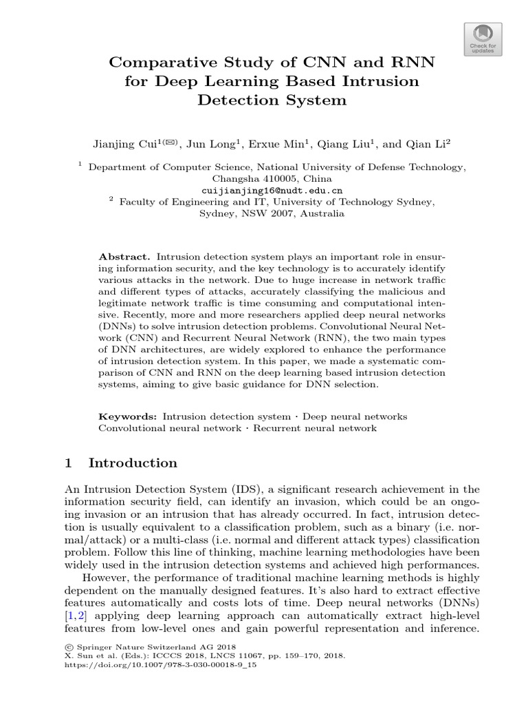 CNN and RNN Comparative Study For Intrusion Detection System | PDF | Deep Learning | Accuracy ...