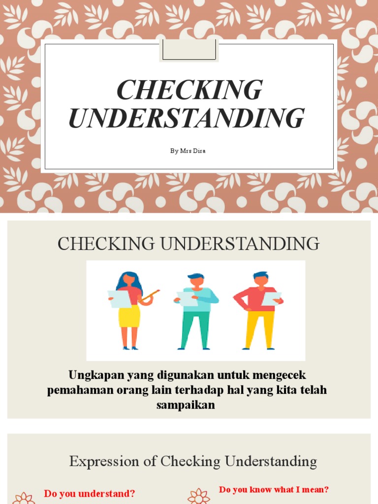 Checking Understanding By Mrs Dira Pdf