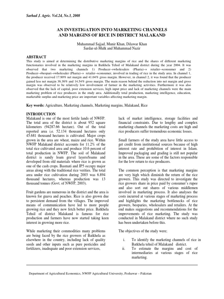 An Investigation Into Marketing Channels | Download Free PDF | Rice ...