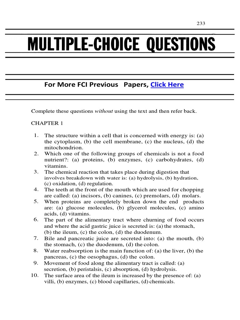 FCI Paper at Recruitmentindia - in | PDF | Carbohydrates | Litre