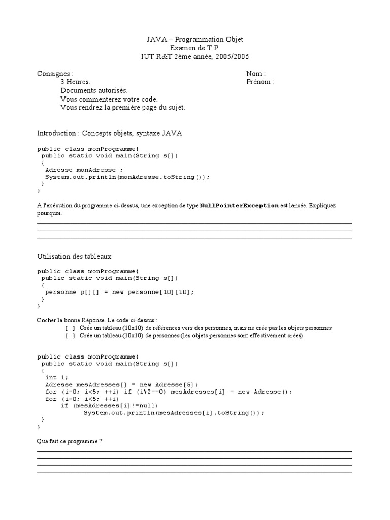 DSTP Java 2006 | PDF | Classe (informatique) | Paradigme de programmation