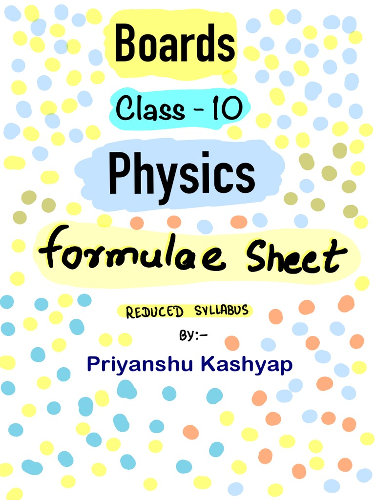 X Physics Formula Sheet Reduced | PDF | Metrology | Electromagnetic ...