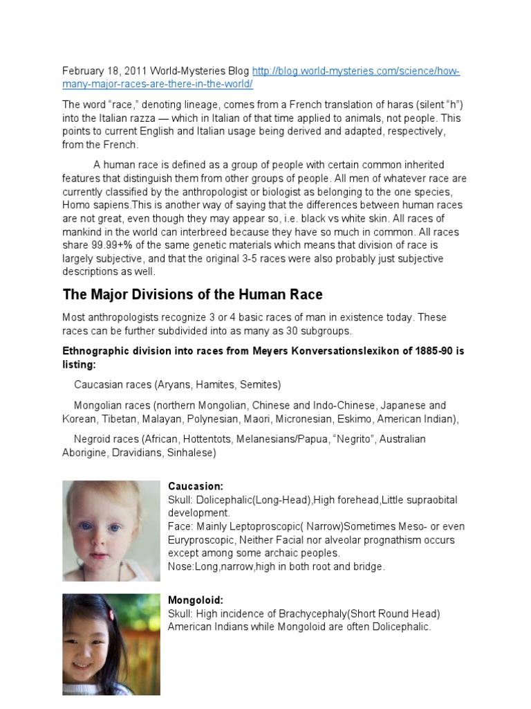 The Major Divisions of The Human Race: Many-Major-Races-Are-There-In ...