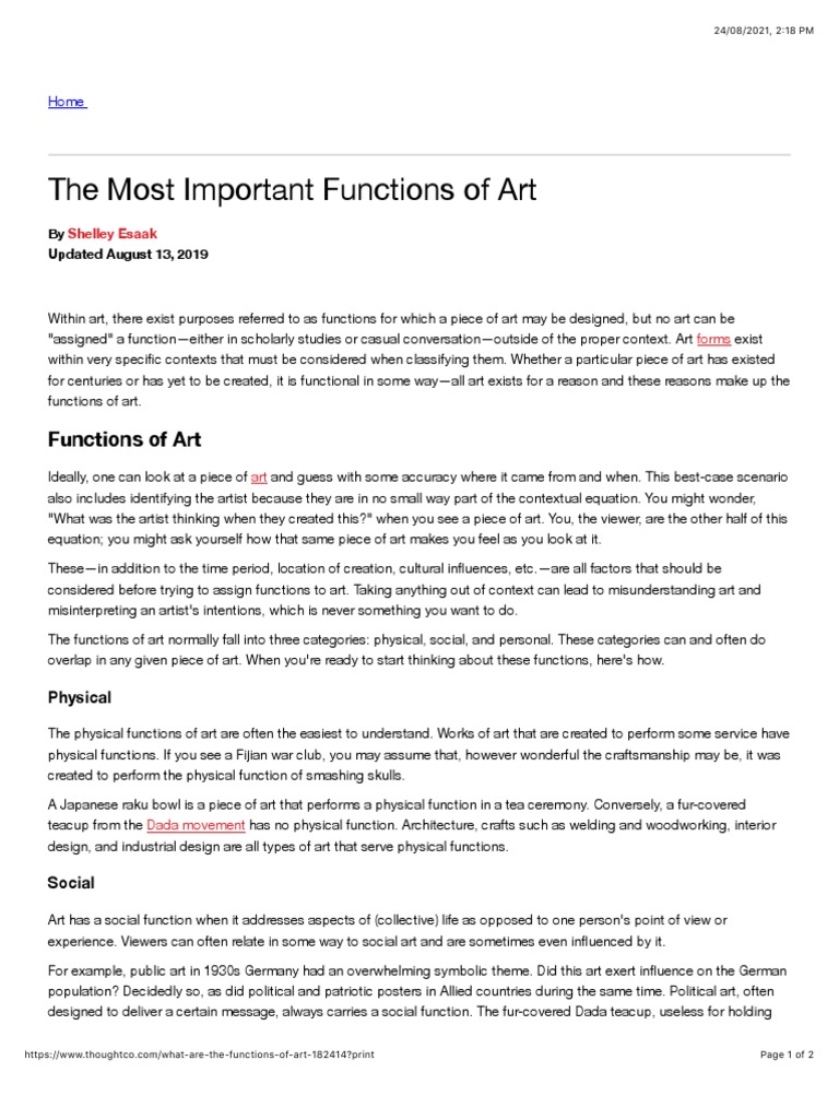 Function Of Art PDF Reason Human