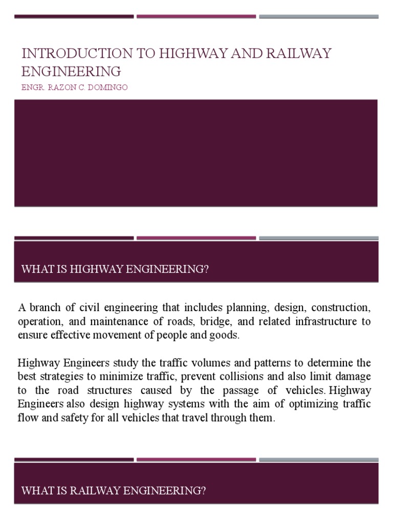 Highway and Railway Engineering Overview | PDF | Rail Transport ...