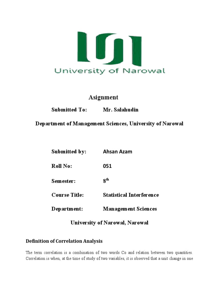 Asignment: Submitted To: Mr. Salahudin Department of Management ...