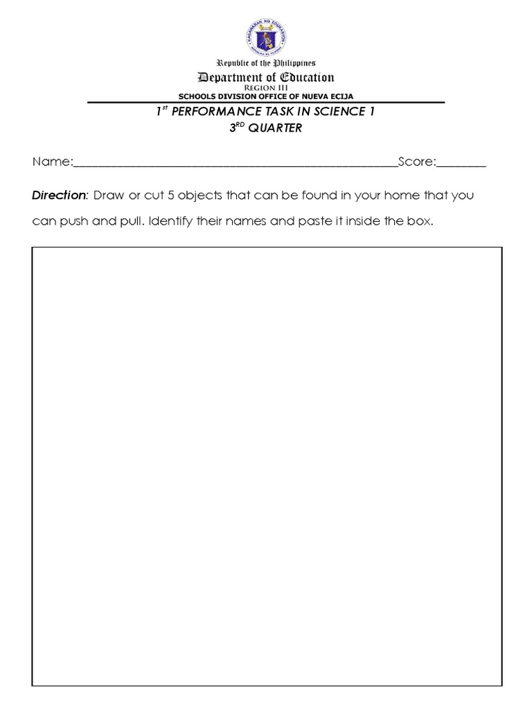 Grade 3 Science Performance Task 1 | PDF