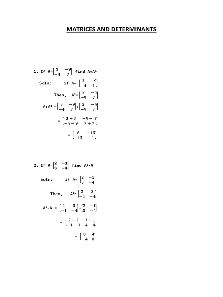Matrices and Determinant | PDF | Area | Geometry