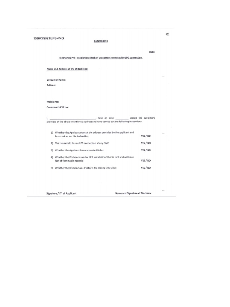 Pre Installation Check Format | PDF