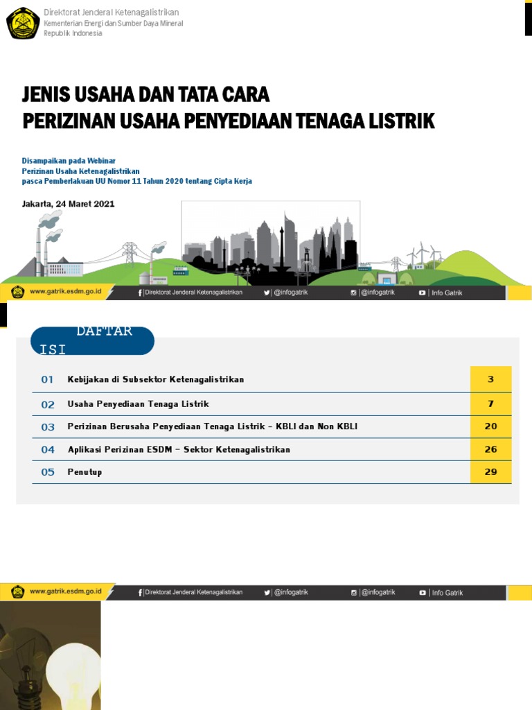 Jenis Usaha Dan Tata Cara Perizinan Sbu Tenaga Listrik | PDF