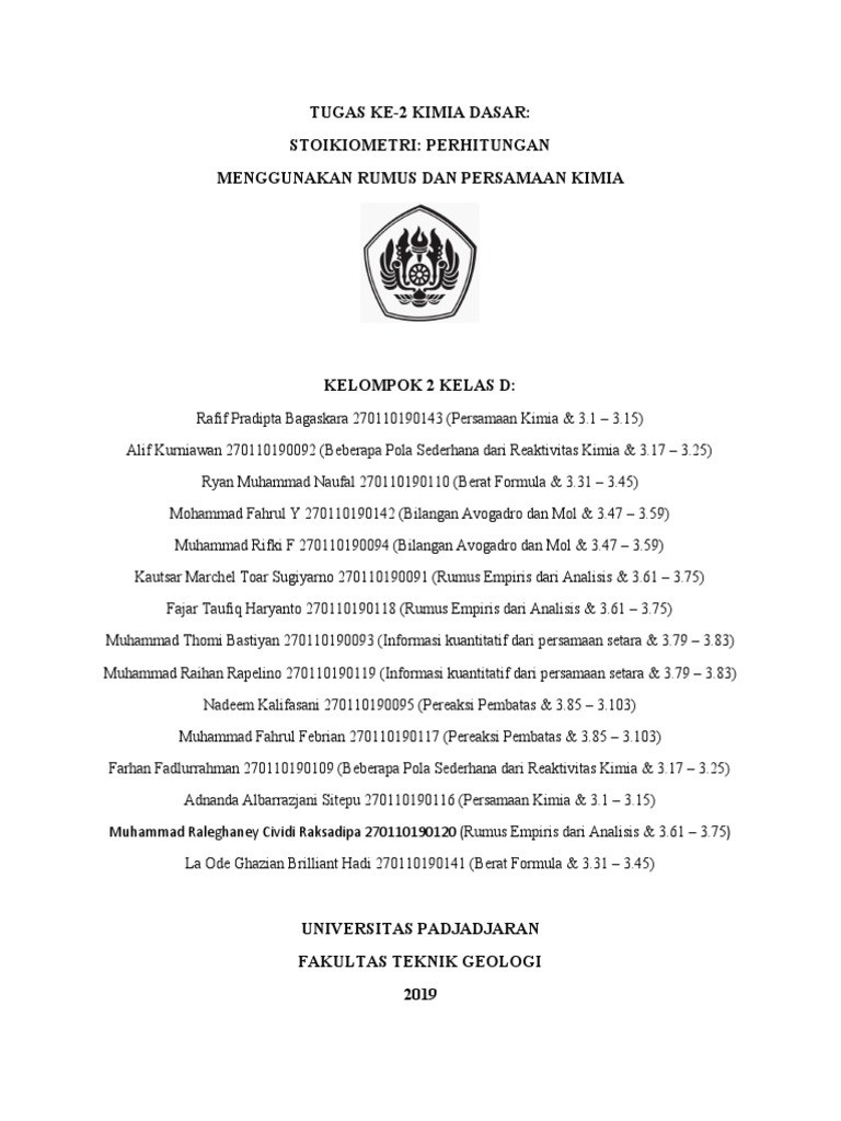 TUGAS Kimia KE2 Kelompok D2 | PDF
