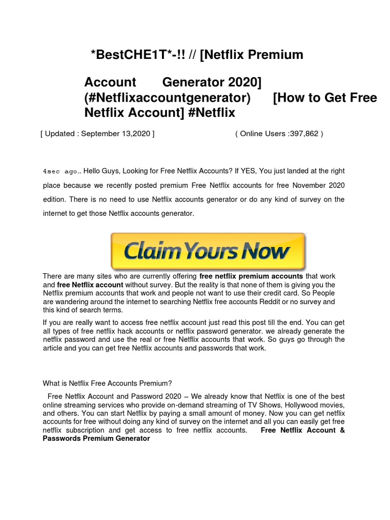 Bestche1T - !! // (Netflix Premium Account Generator 2020) (# ...