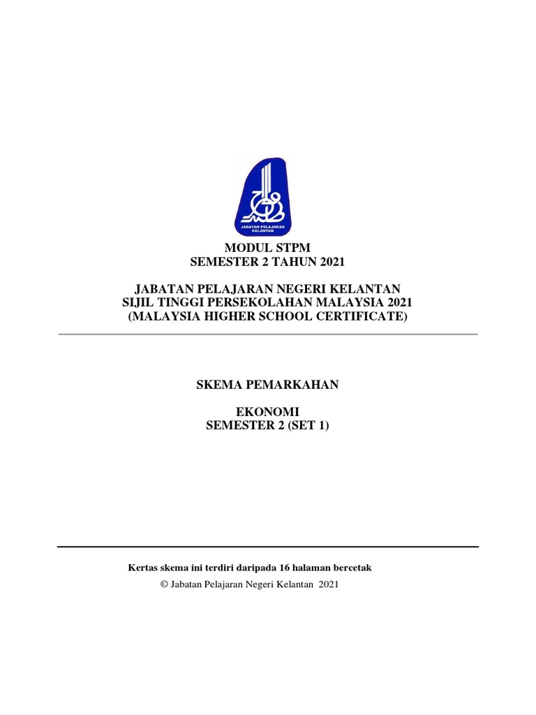 Modul STPM Semester 2 Tahun 2021 Jabatan Pelajaran Negeri Kelantan ...