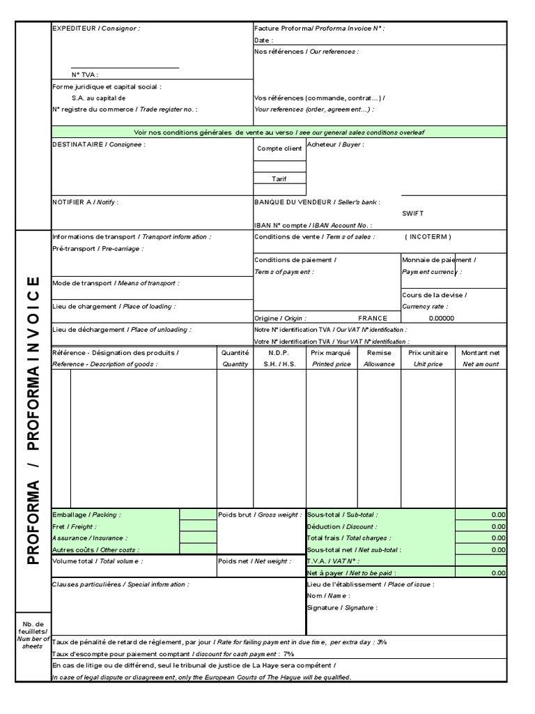 Facture Proforma Vierge | PDF | Services financiers | Gestion de la ...