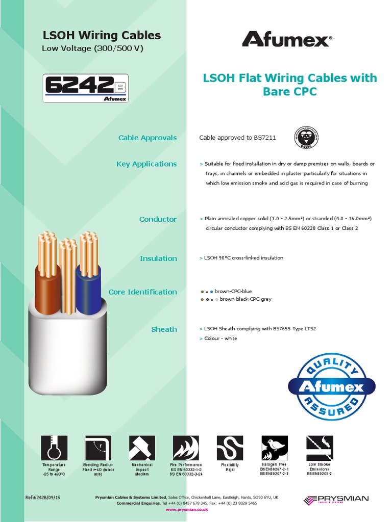 LSOH Flat Wiring Cables With Bare CPC | PDF | Electrical Wiring ...