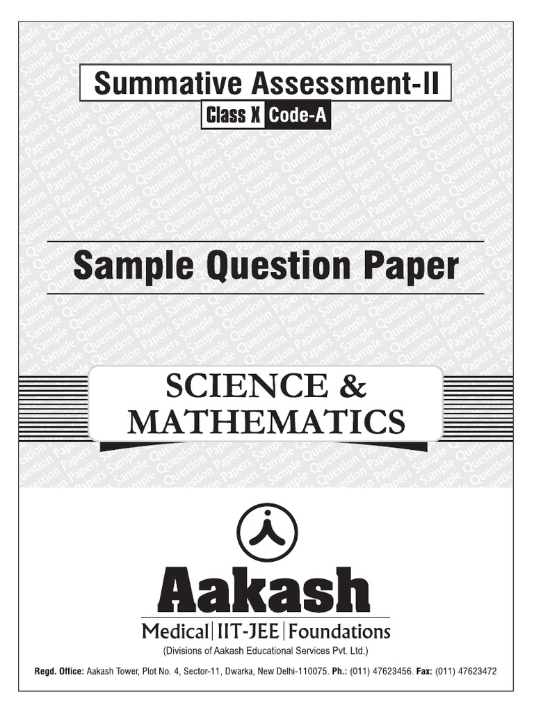 Sample Paper Science Maths Class X | PDF | Circle | Triangle