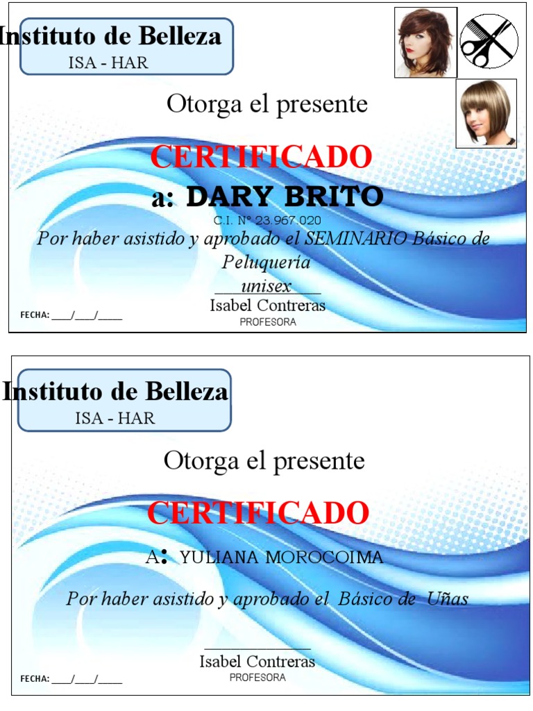 DIPLOMAS de Peluqueria - Instituto de Belleza ISA-HAR | PDF ...