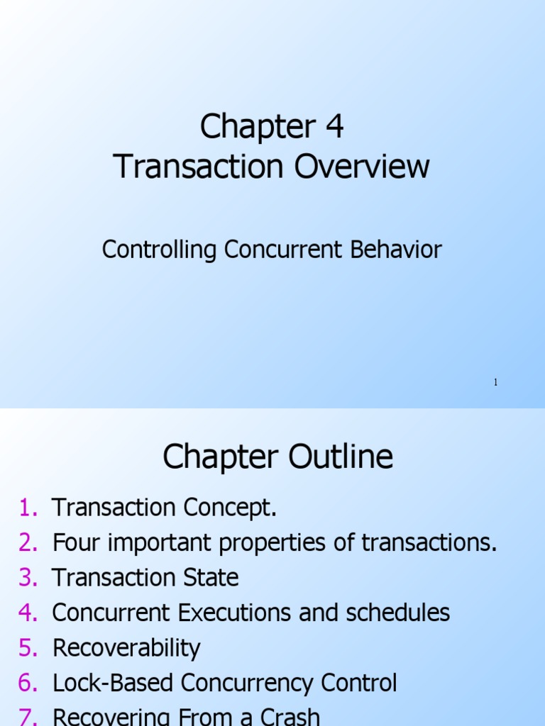 Transaction Overview Controlling Concurrent Behavior Pdf Database Transaction Acid 