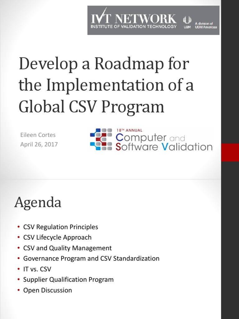 2017 - Develop A Roadmap For The Implementation of A Global CSV Program ...