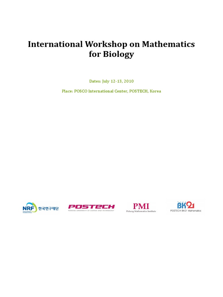 International Workshop on Mathematics for Biology - 원고 | PDF | Life ...