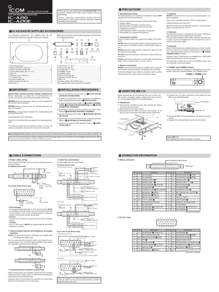 A210 Installation Guide | PDF | Electrical Connector | Components