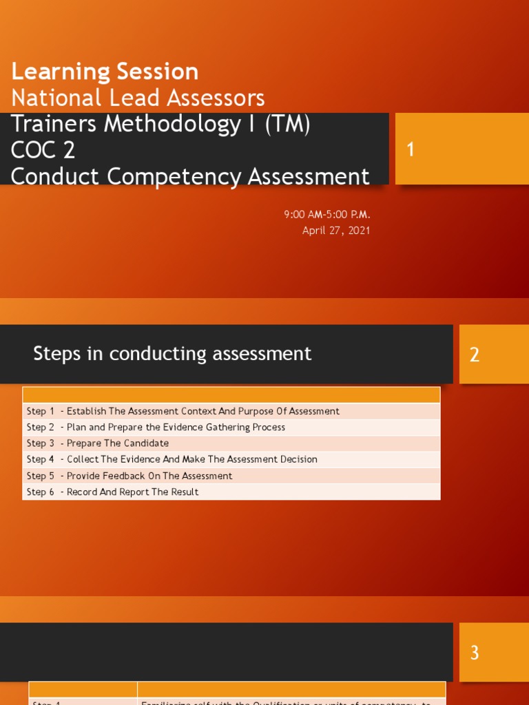 Steps in Conducting Competency Assessment | PDF | Educational ...