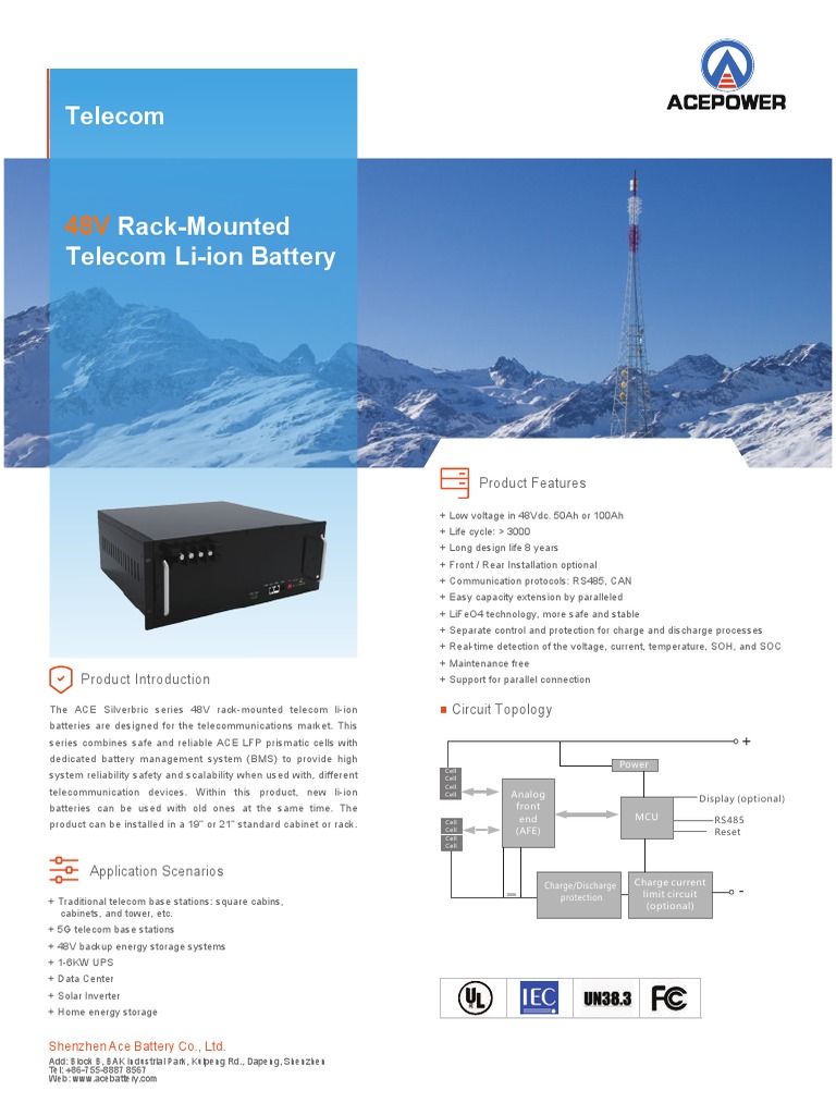 48v Rack Mounted Telecom Battery | PDF | Lithium Ion Battery ...