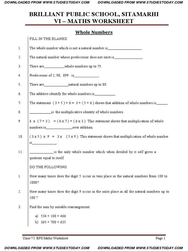 CBSE Class 6 Maths Practice Worksheets | PDF | Circle | Triangle