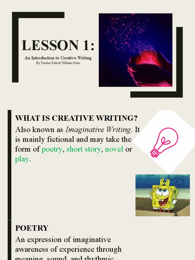 Creative Writing - Lesson 1 - Introduction To Creative Writing | PDF ...
