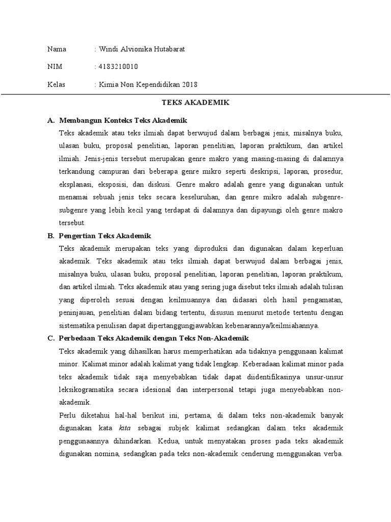 Karakteristik Teks Akademik dan Perbedaannya dengan Teks Non-Akademik | PDF