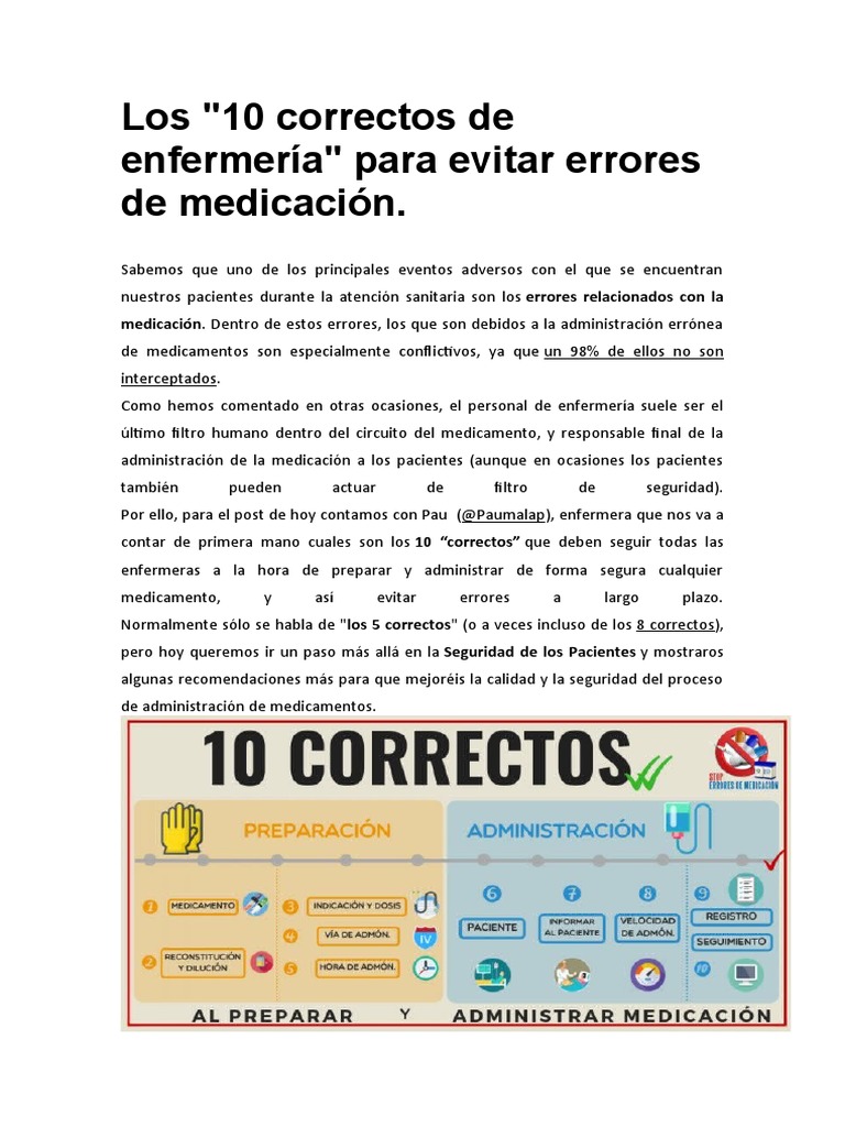 Los 10 Correctos de Enfermería para Evitar Errores de Medicación. | PDF ...