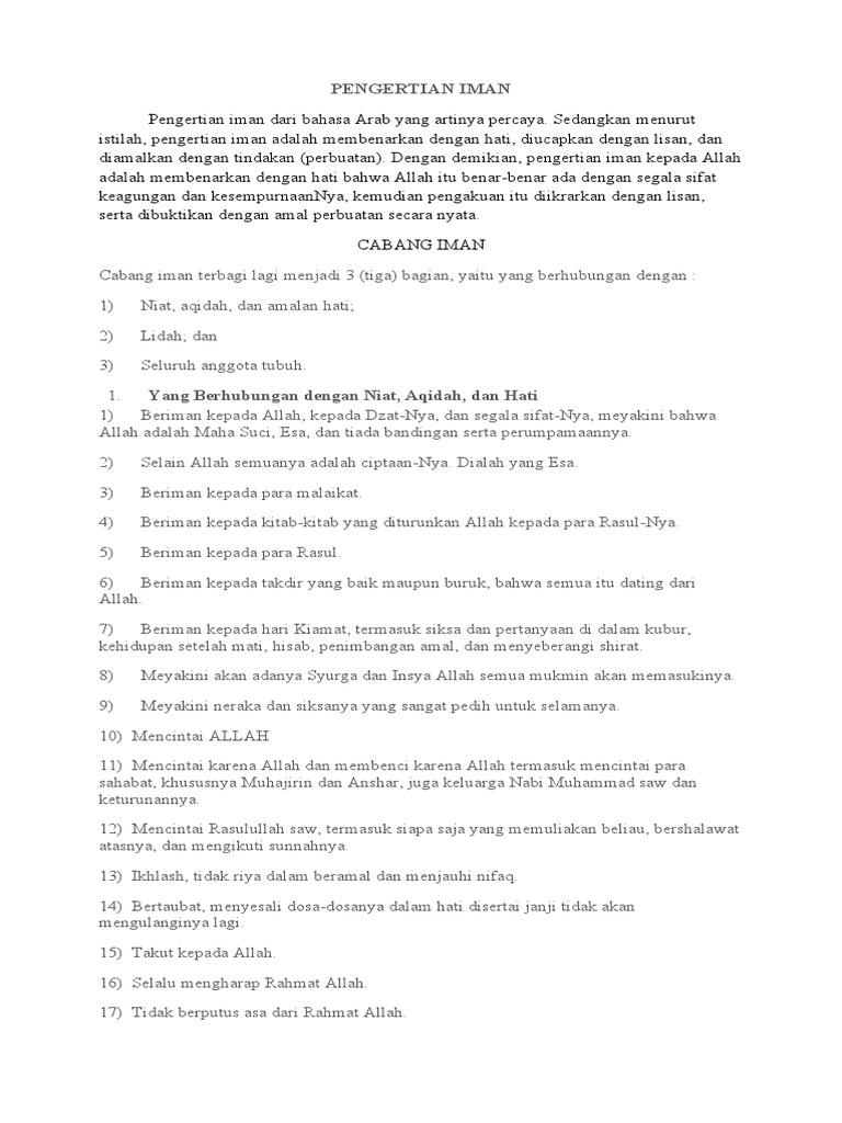 Pengertian Iman dan Sifat Allah | PDF | Agama & Spiritualitas