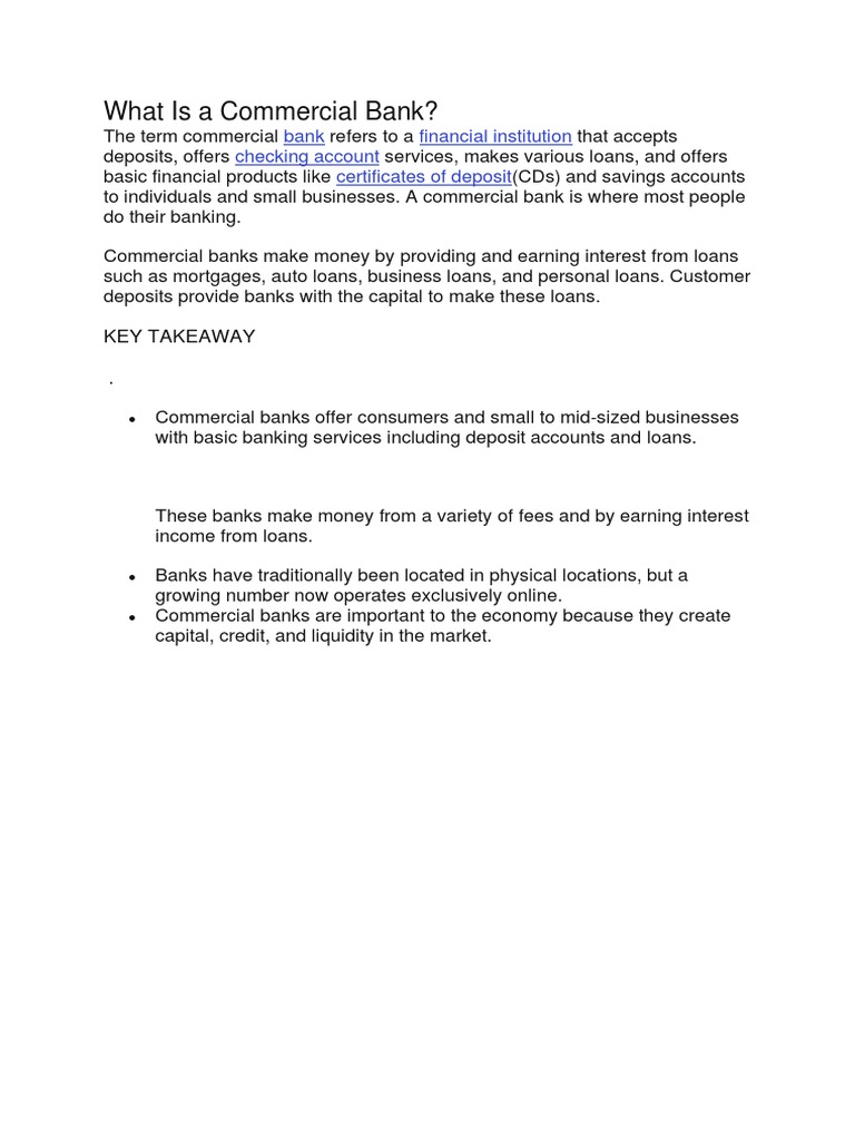 What Is A Commercial Bank | PDF