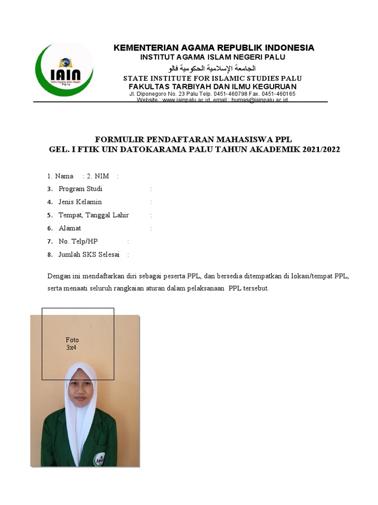 Form Pendaftaran PPL Riska | PDF