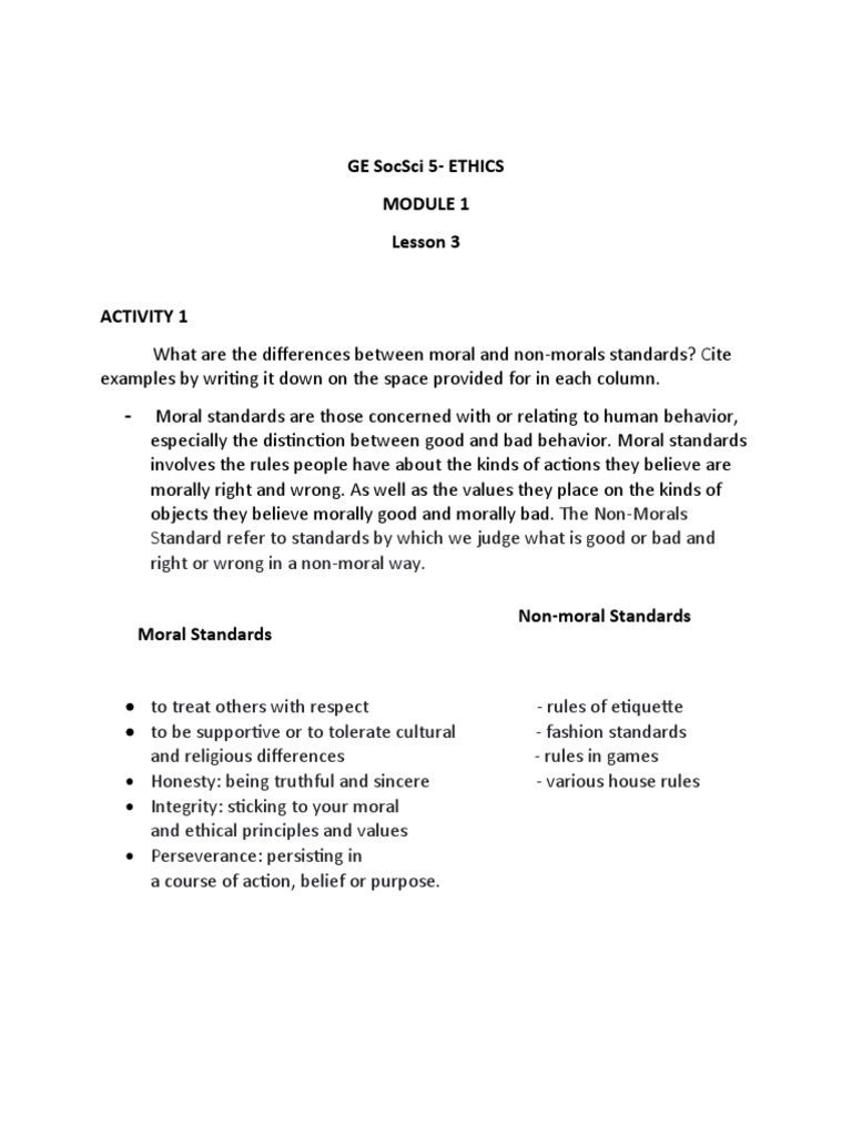 Module 1 - Activity | PDF | Morality | Value (Ethics)