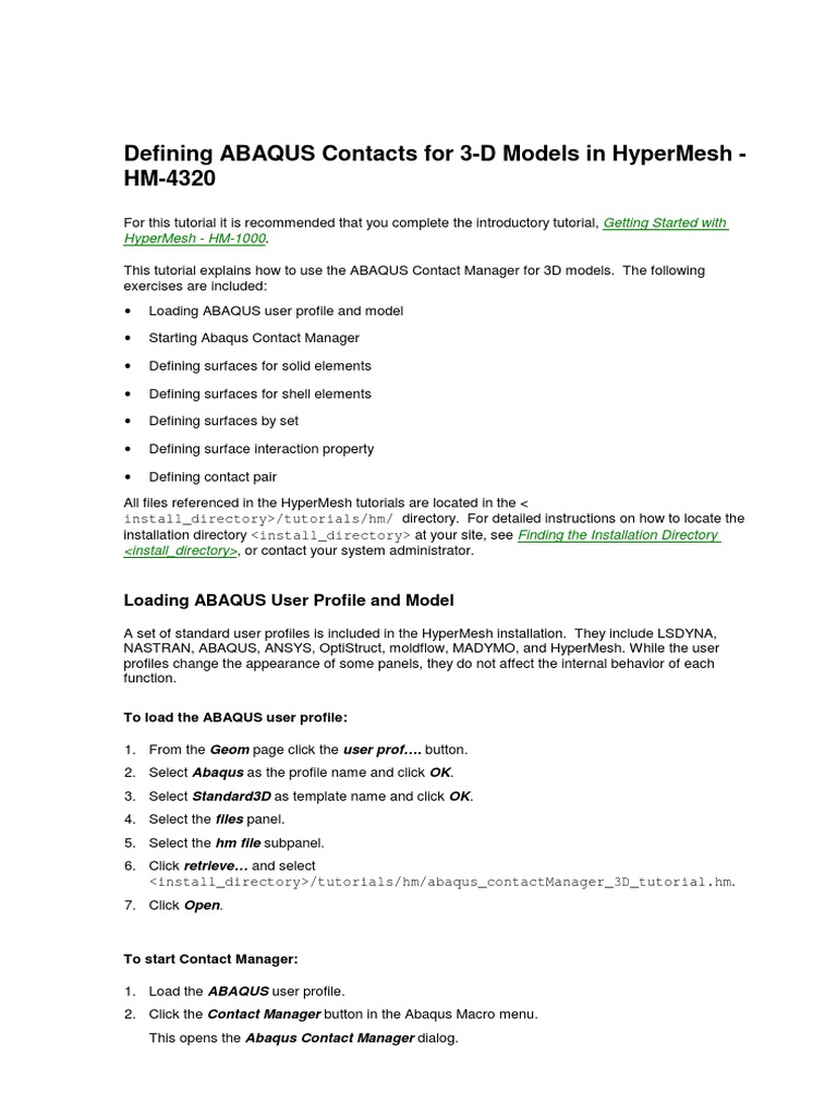 Defining Abaqus Contacts For 3-D Models in Hypermesh - Hm-4320 | PDF | Button (Computing) | Menu ...