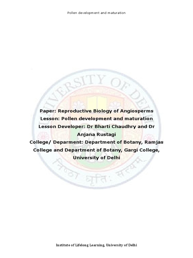 Pollen Development | PDF | Meiosis | Pollen