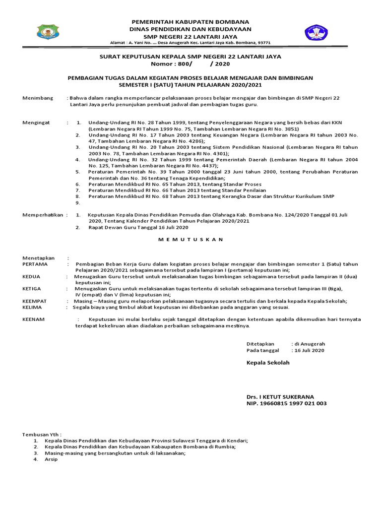 SK Pembagian Tugas | PDF