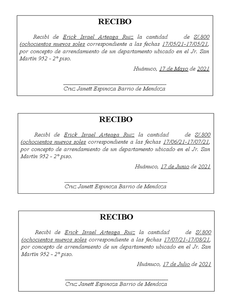 Recibos Casa | PDF