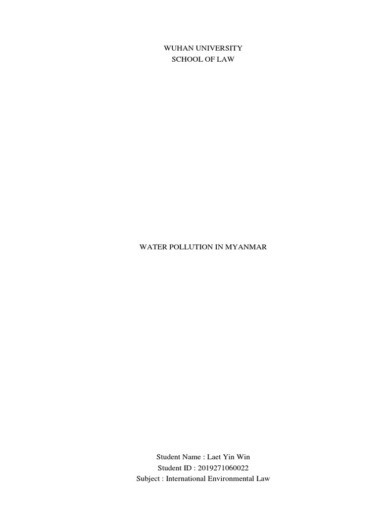 Water Pollution in Myanmar | PDF | Water Pollution | Pollution