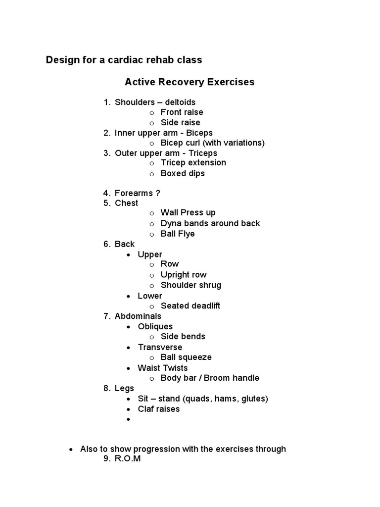 Cardiac Rehab Class Exercise Guide | PDF | Language Arts & Discipline