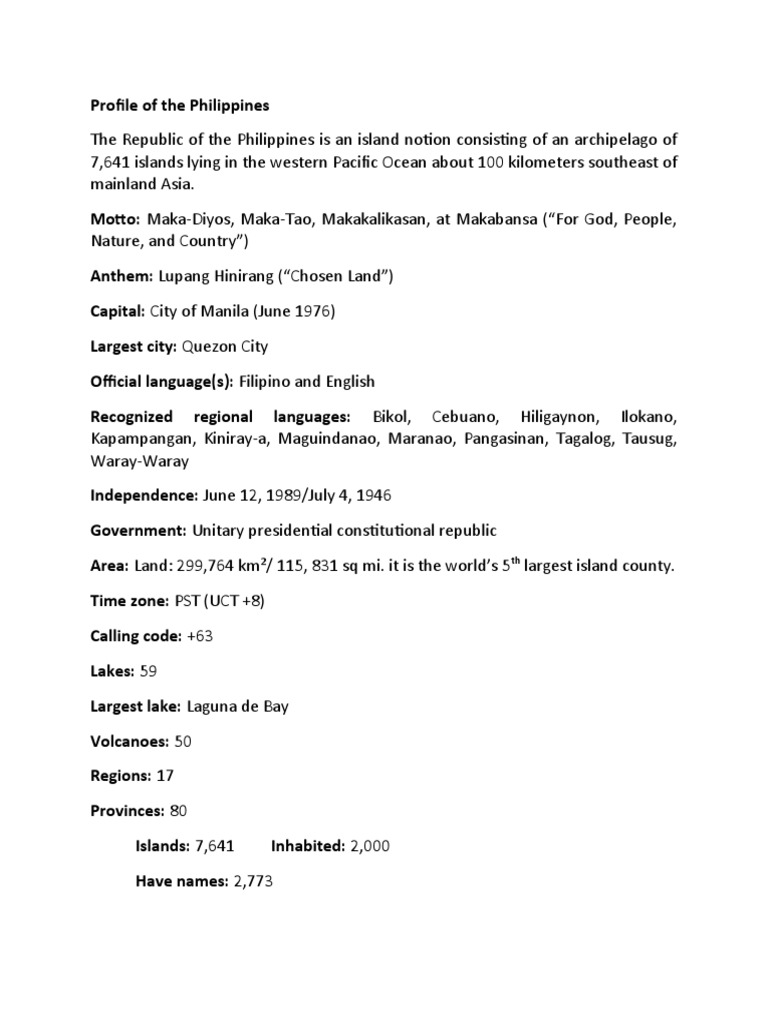 Profile of The Philippines | PDF | Makati | Philippines