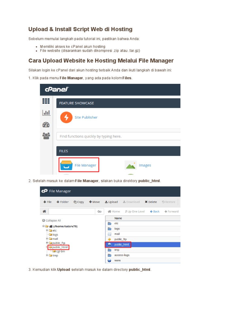 Cara Upload Website ke cPanel | PDF
