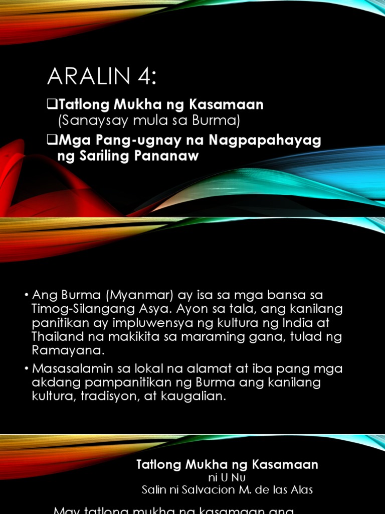 Aralin 4 Grade 9 Tatlong Mukha NG Kasamaan | PDF