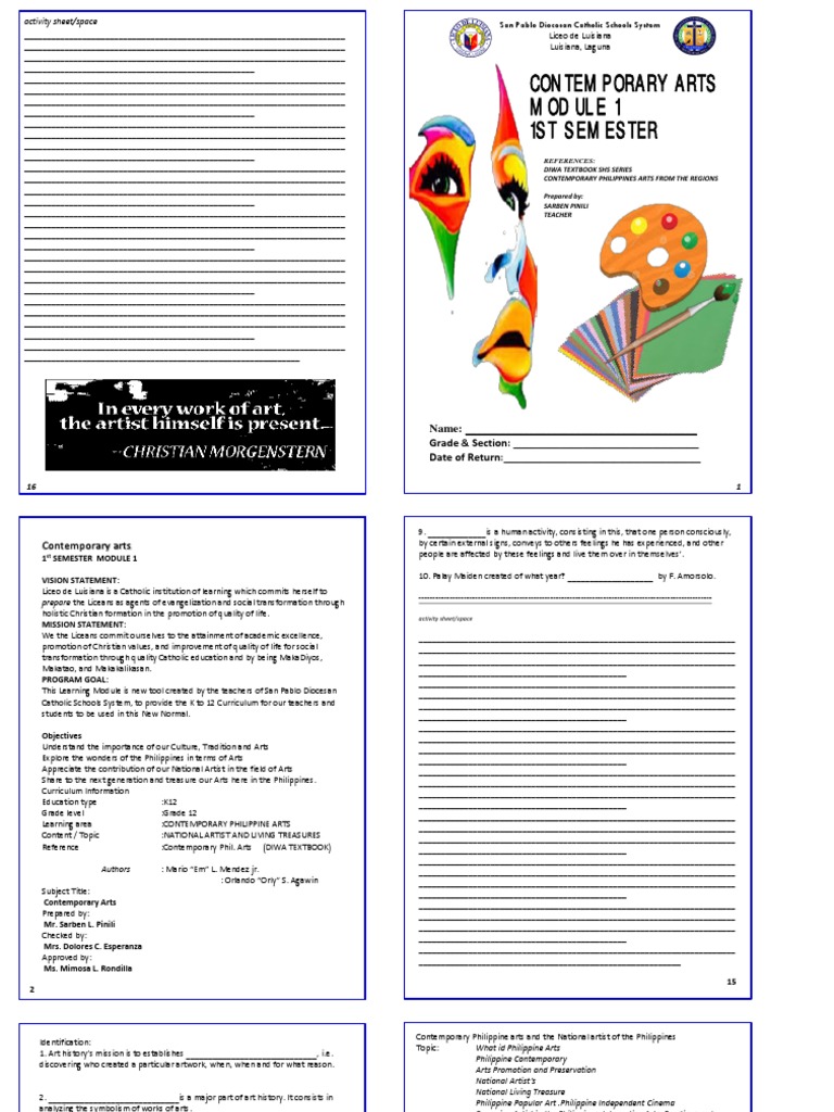 Contemporary Arts Learning Module | PDF | Art History | Emotions