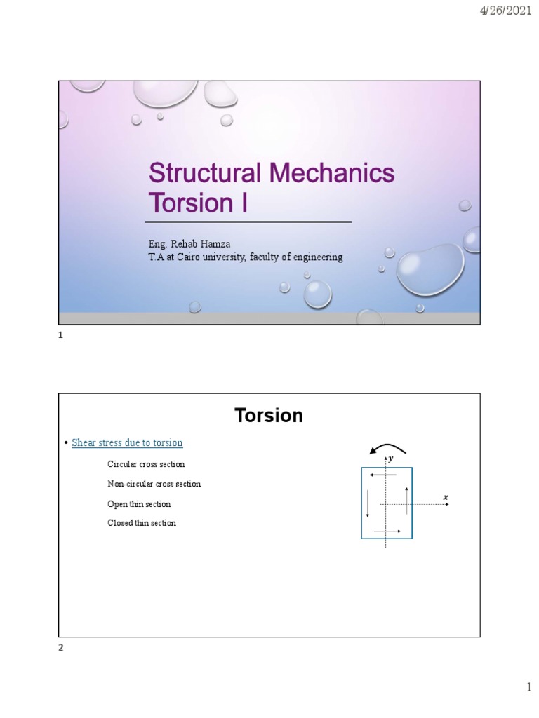 Torsion Eng Rehab Hamza T A At Cairo University Faculty Of